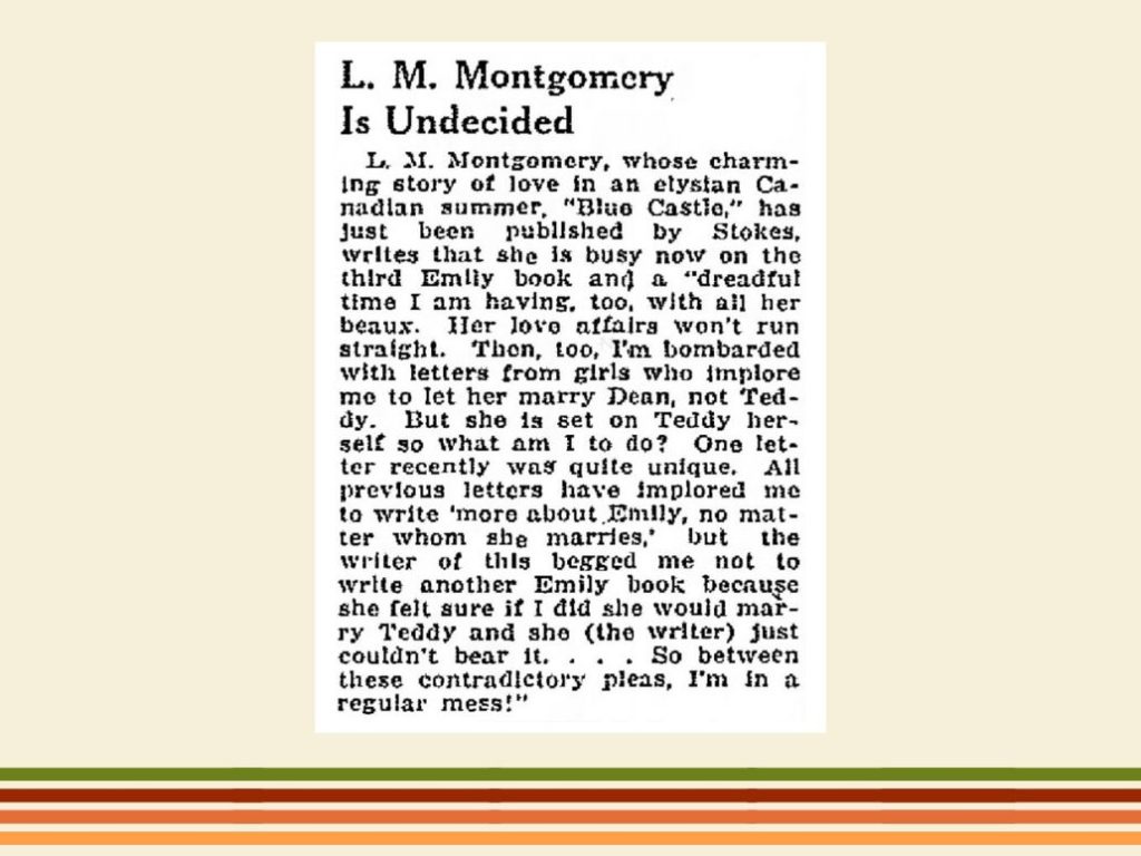 Welcome - L.M. Montgomery Online